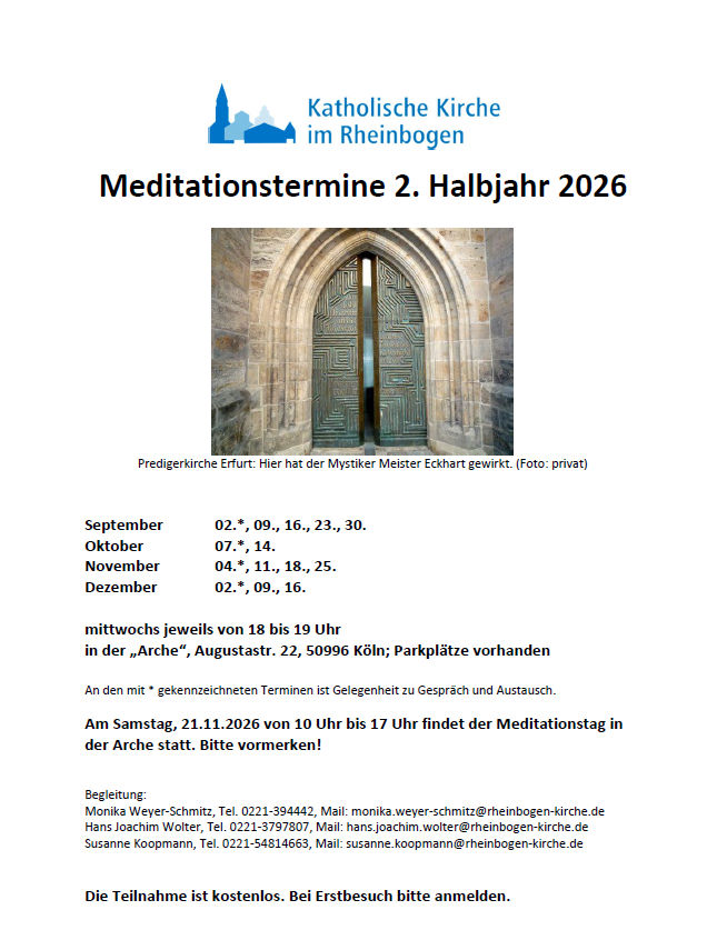 Meditation in der Arche / 2 September, 2026 / Katholische Kirche im ...